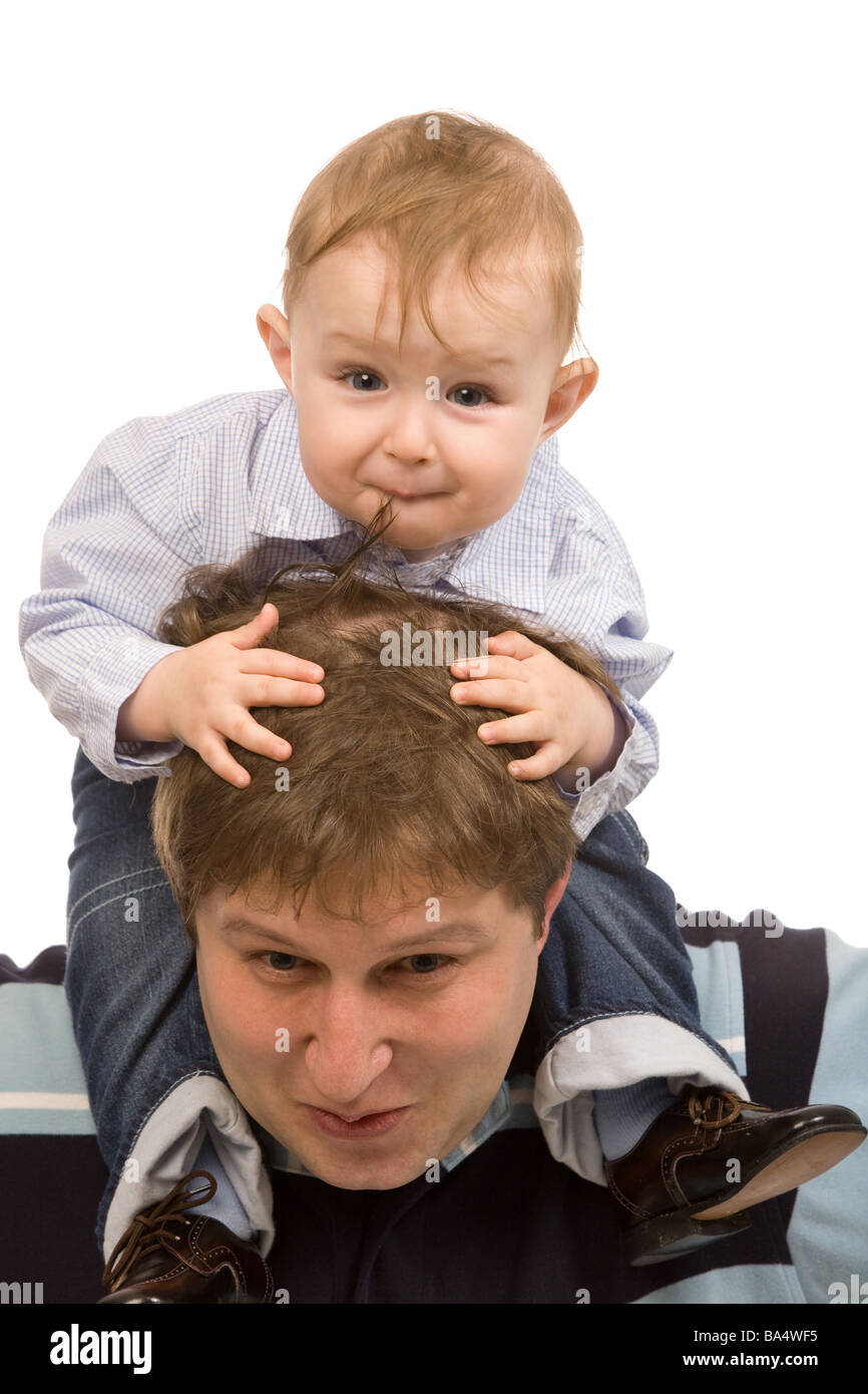 father with son isolated on a white background Stock Photo - Alamy