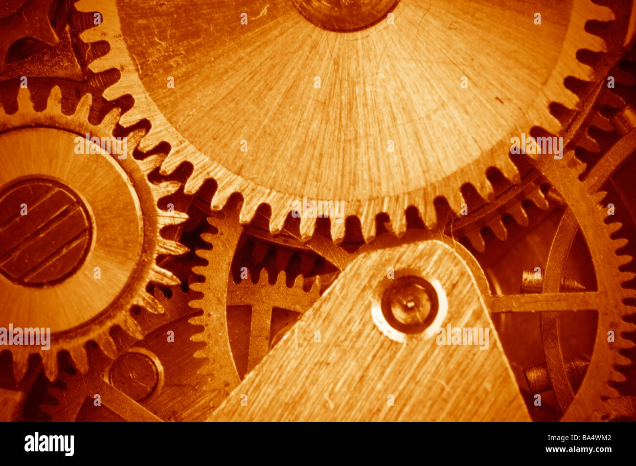 view of gears from old mechanism Stock Photo - Alamy