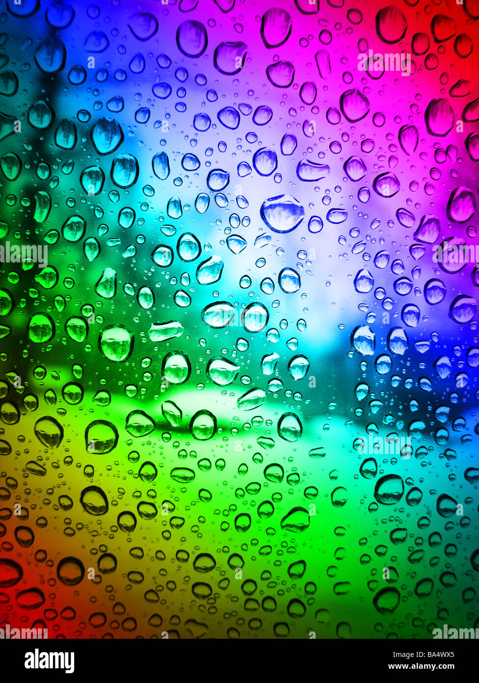 Rain drops on glass color Stock Photo - Alamy
