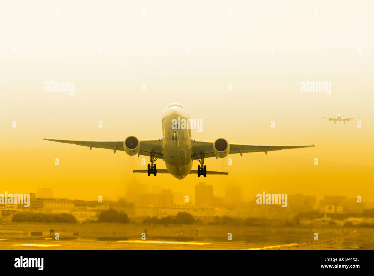Jumbo Jet Taking Off From the Runway at International Airport Stock ...