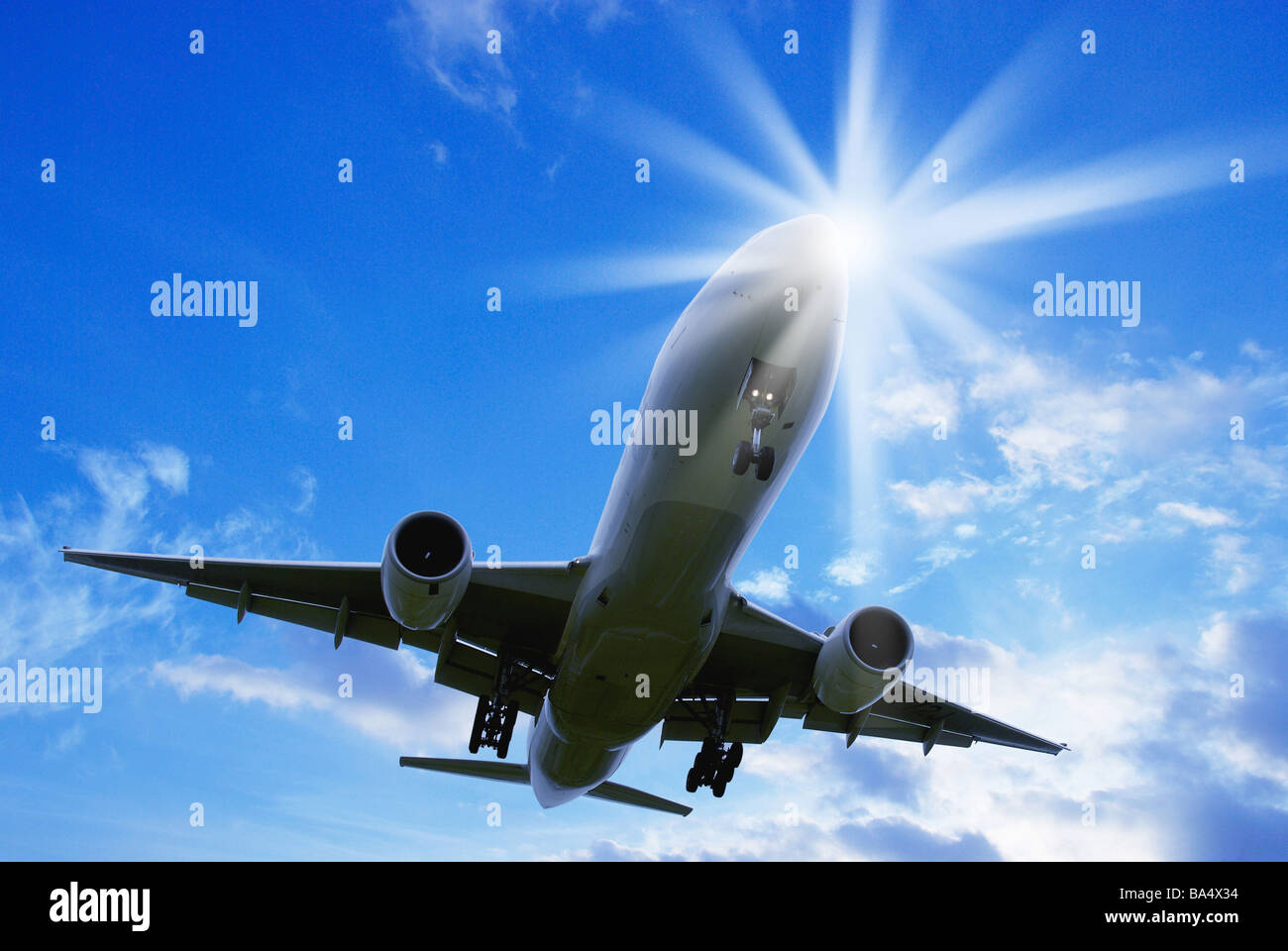 Airplane take off runway from below hi-res stock photography and images ...