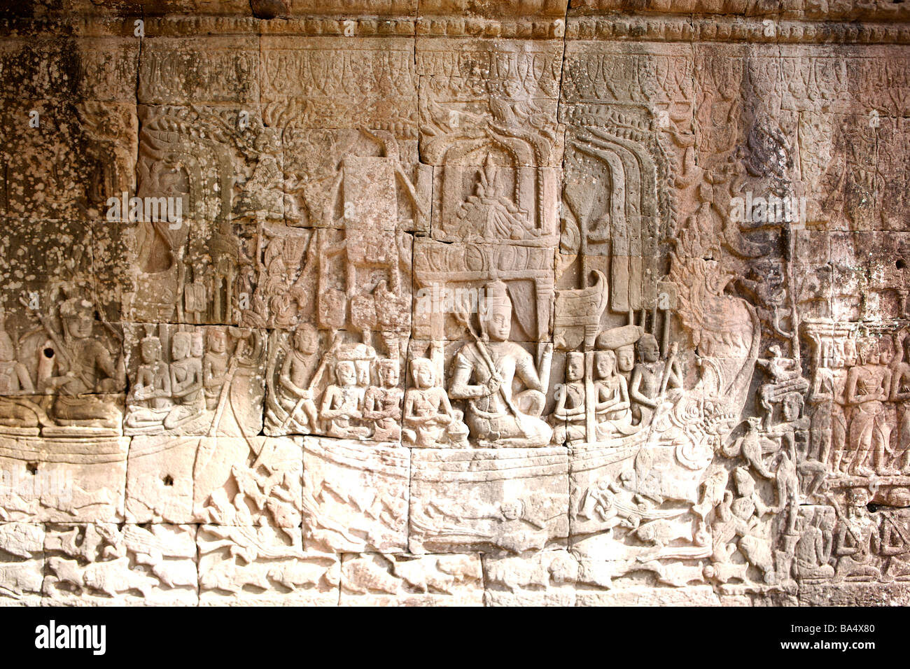 Stone bas-reliefs depicting scenes of rural life and historical events ...