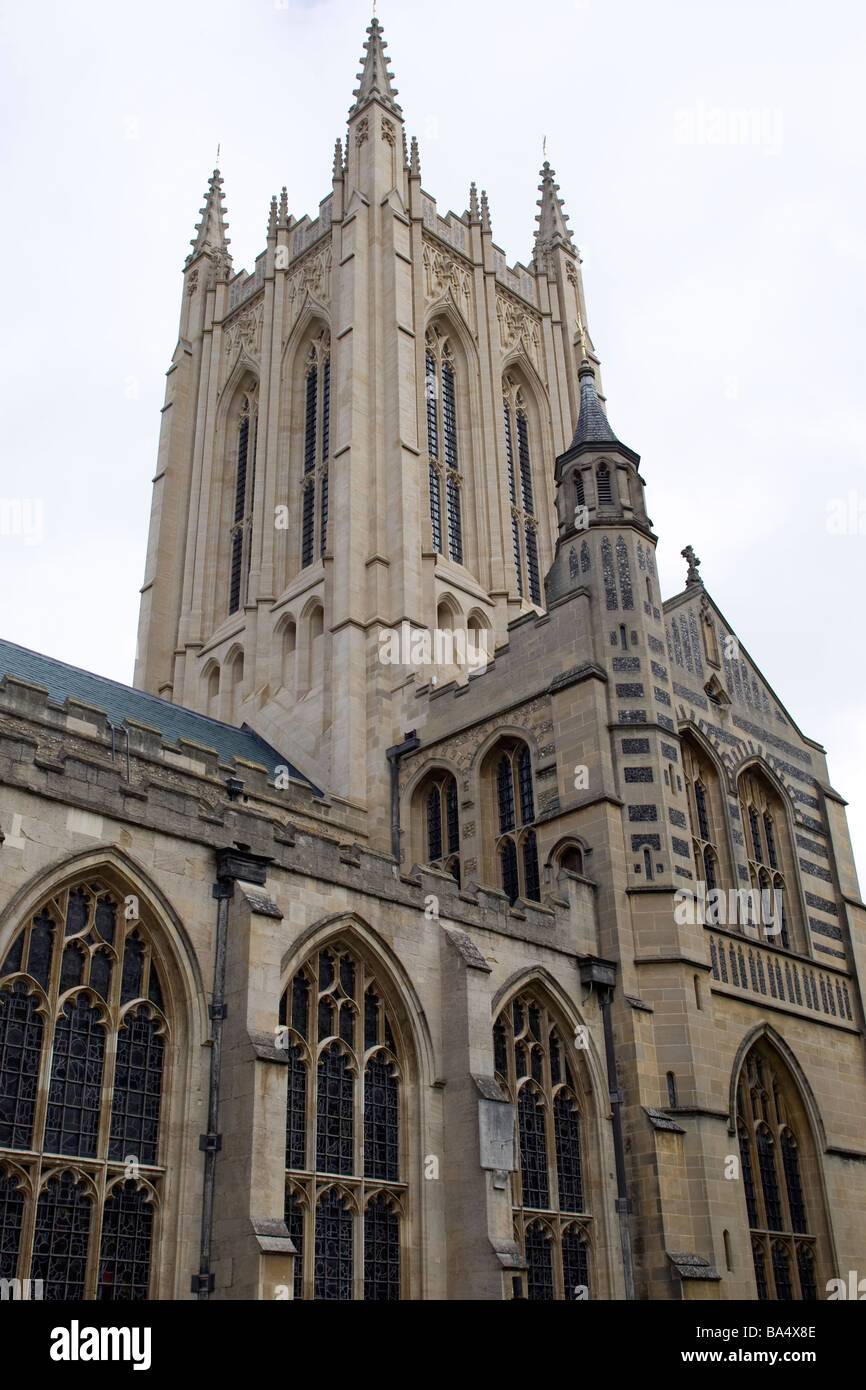 The newly refurbished tower of St Edmundsbury Cathedral in Bury St ...