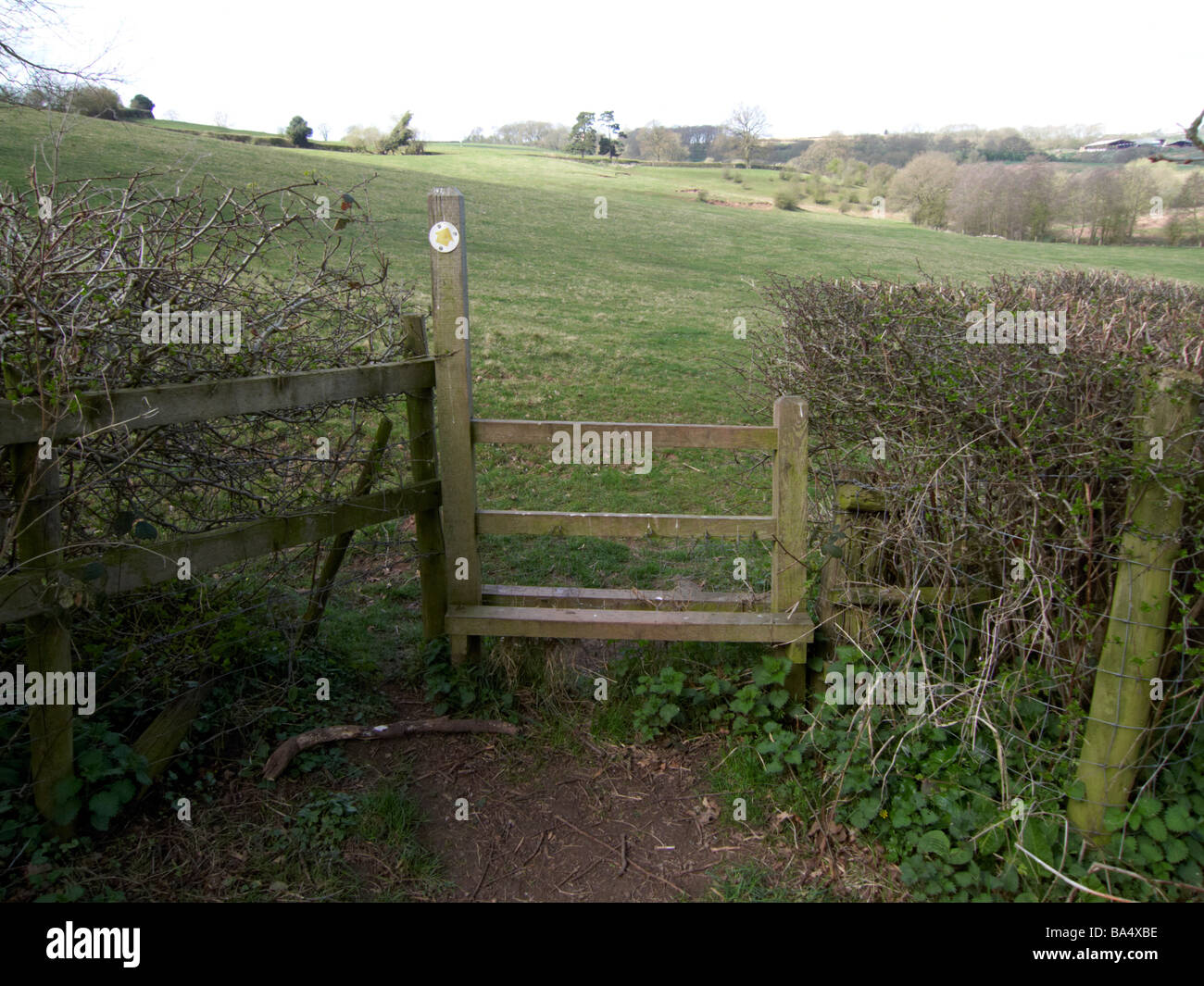 stiles and public footpath in the country Stock Photo - Alamy
