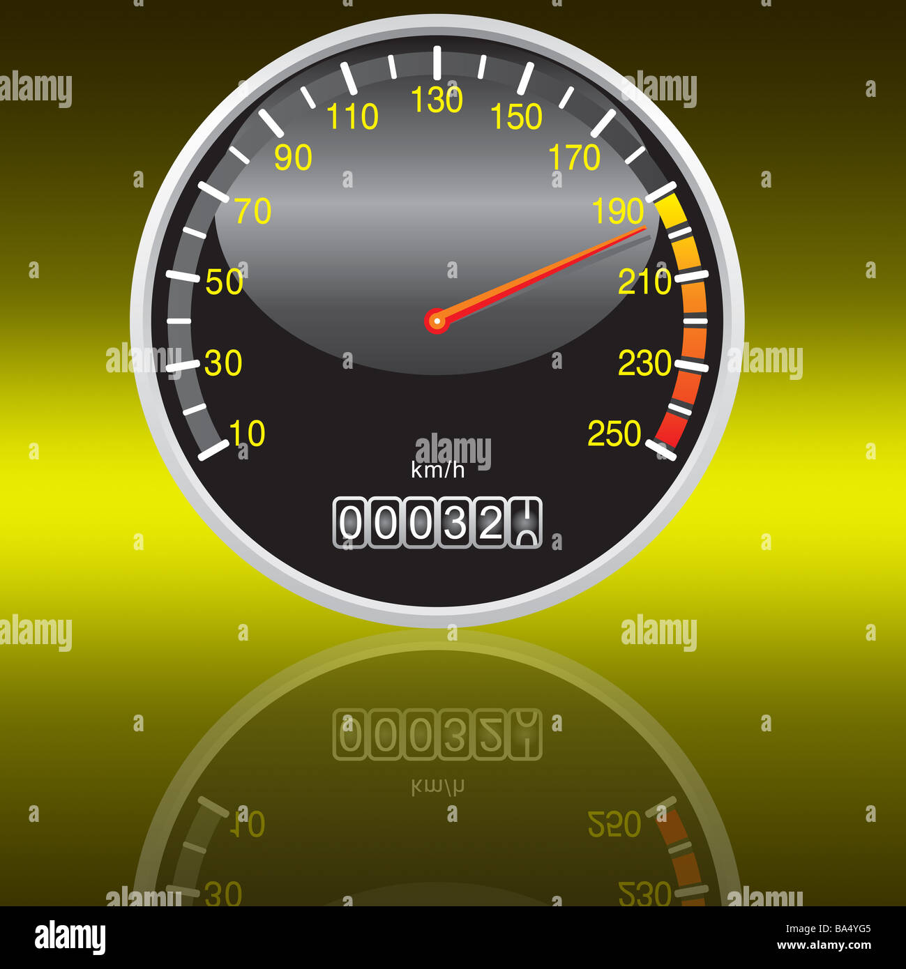 speedometer reflecting on gradient background Stock Photo - Alamy