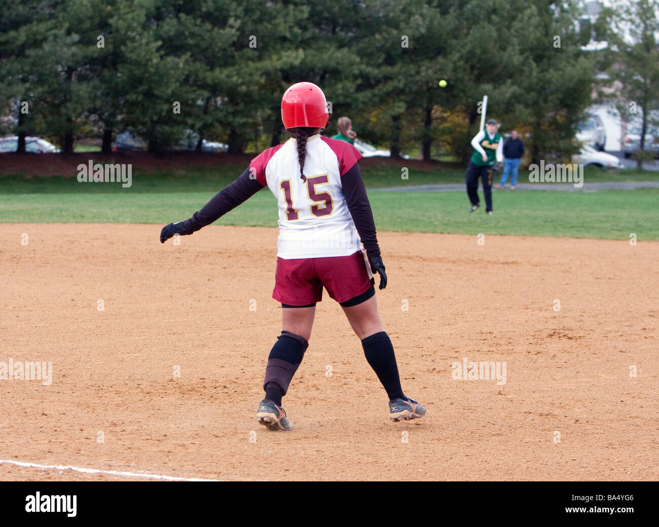 A girls high school softball game Stock Photo - Alamy