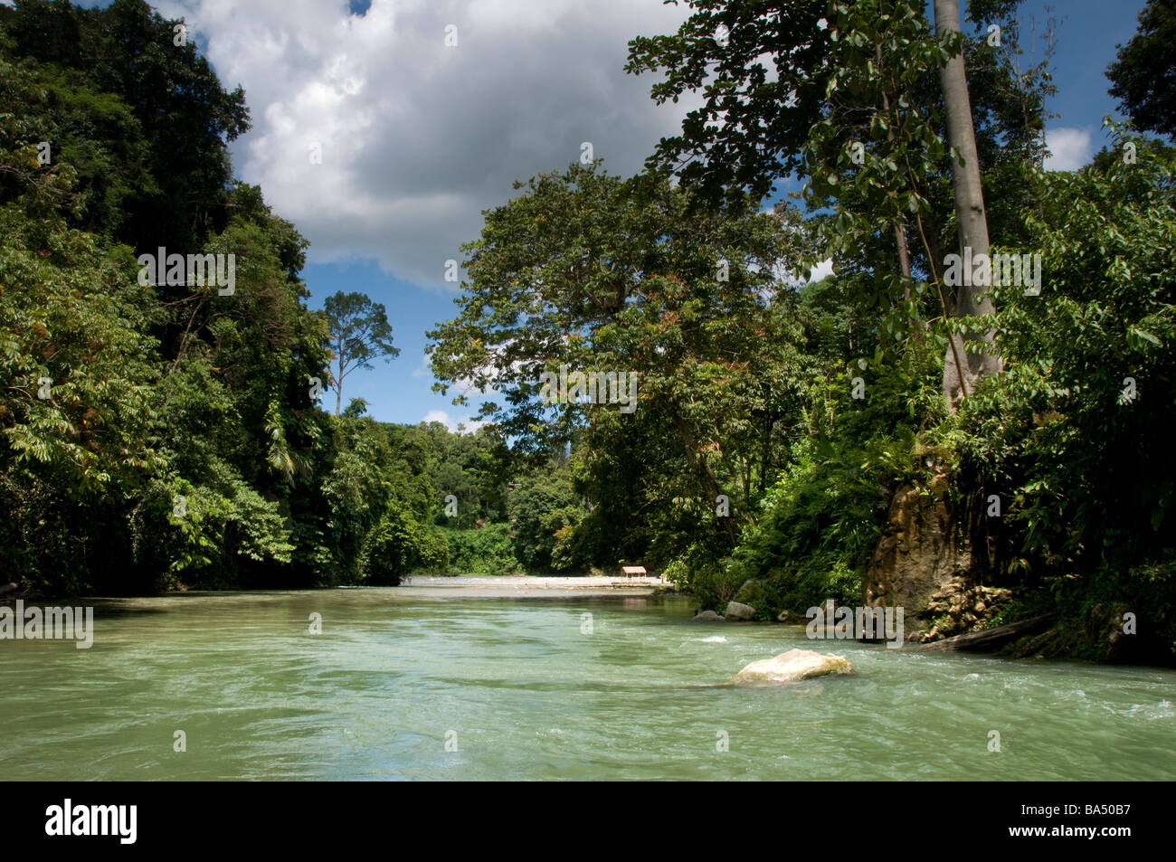View down river at Tangkahan, Sumatra, Indonesia Stock Photo - Alamy