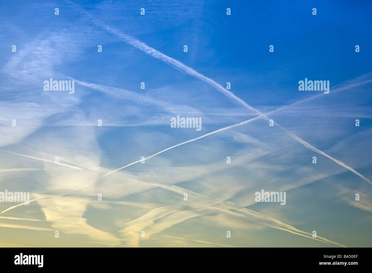 vapour trails in the sky Stock Photo - Alamy