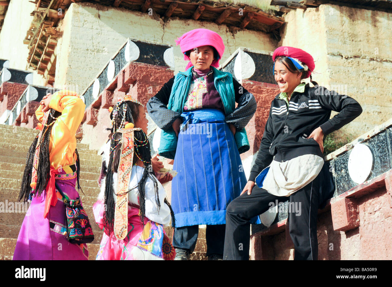 China Yunnan province Zhongdian AKA Shangri La People in traditional ...