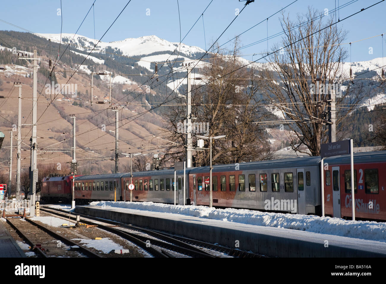 Zell am See Austria Europe City Shuttle passenger train by the station ...
