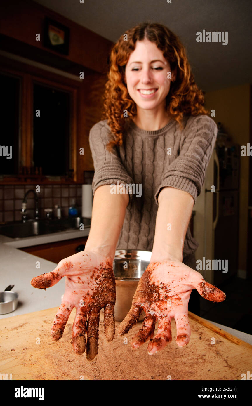 Attractive young woman with messy hands Stock Photo - Alamy