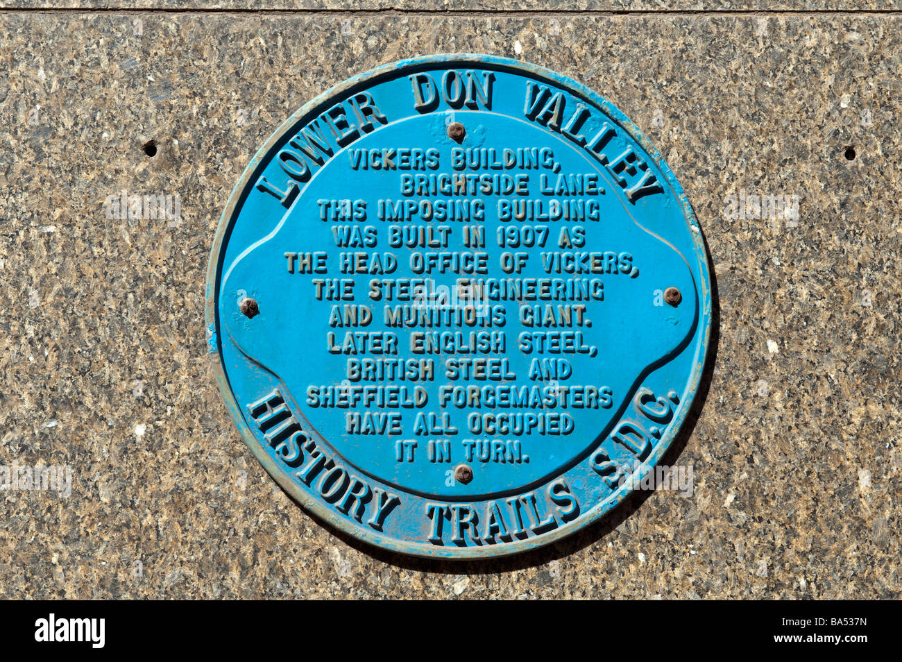 "Lower Don Valley" History Trails Plaque, Sheffield, "South Yorkshire ...