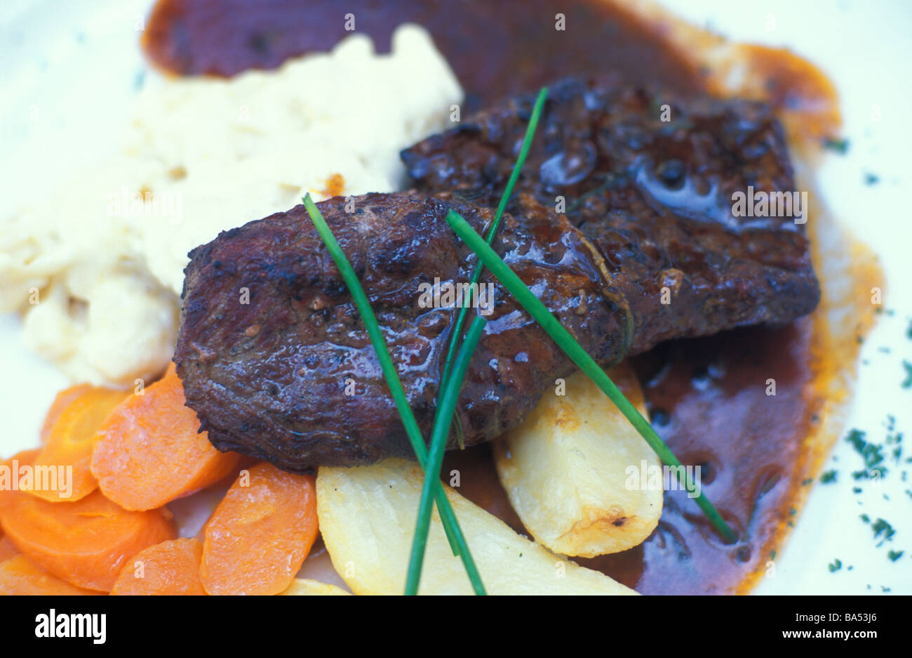 Ostrich Steak, Side Dishes, South Africa, Africa Stock Photo - Alamy