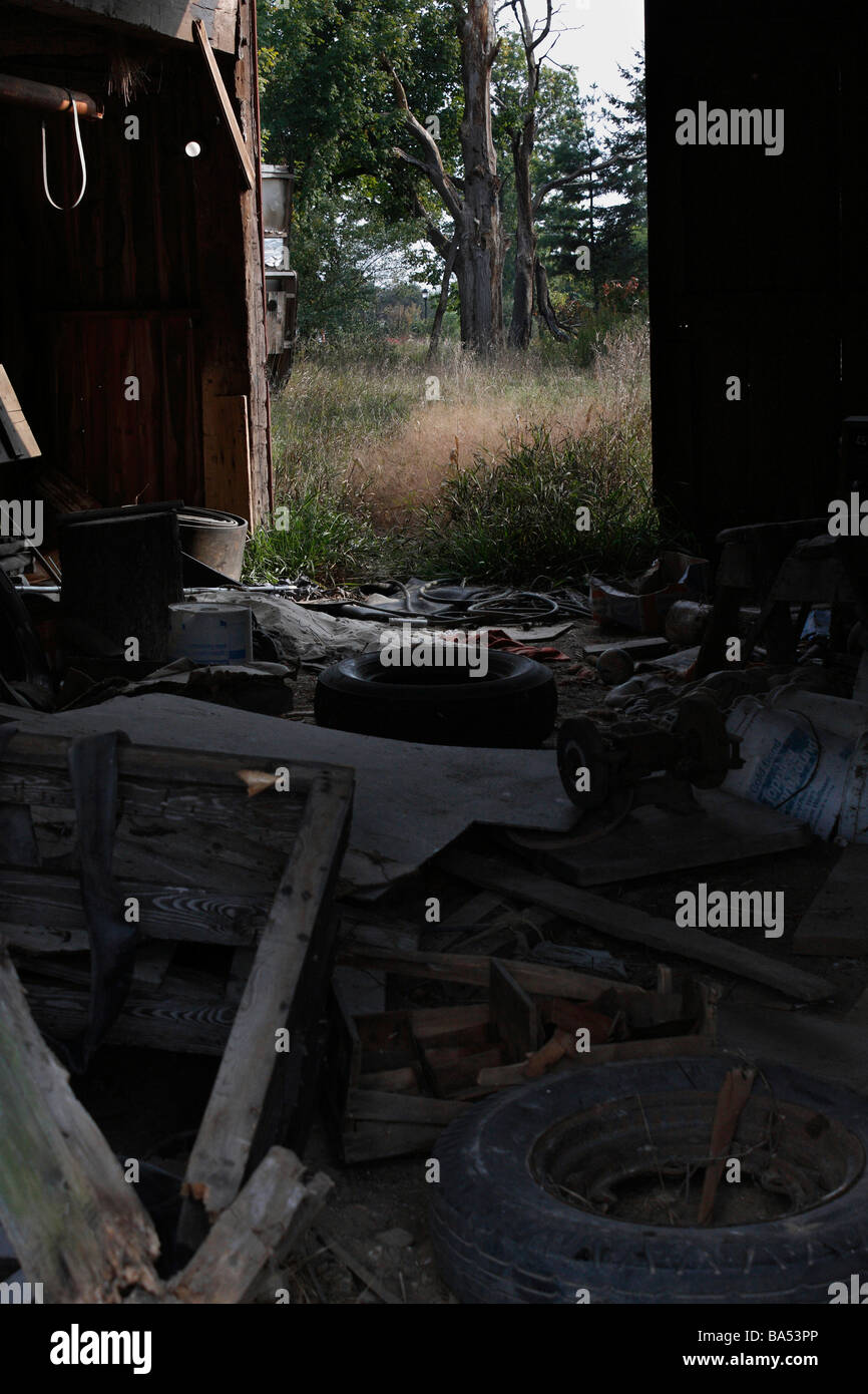Abandoned old rundown barn inside empty in USA nobody vertical hi-res ...