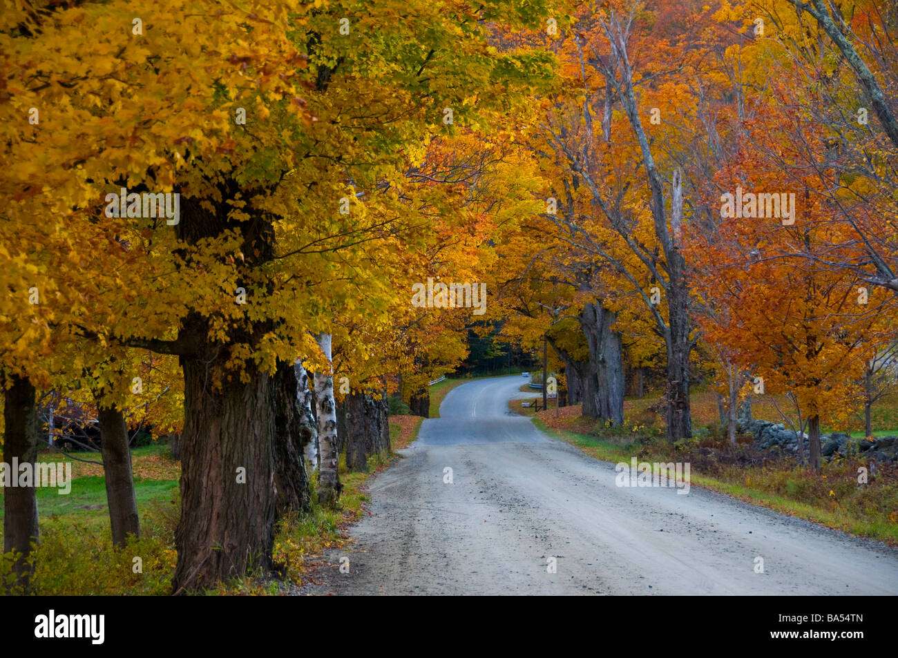 Country road Mad river valley autumn Vermont Stock Photo - Alamy