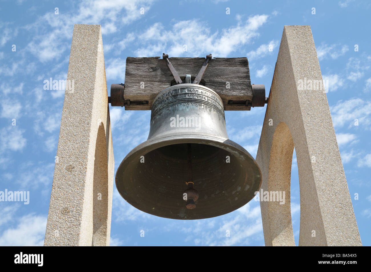 A liberty bell replica stands ready to sound out its tones for freedom ...