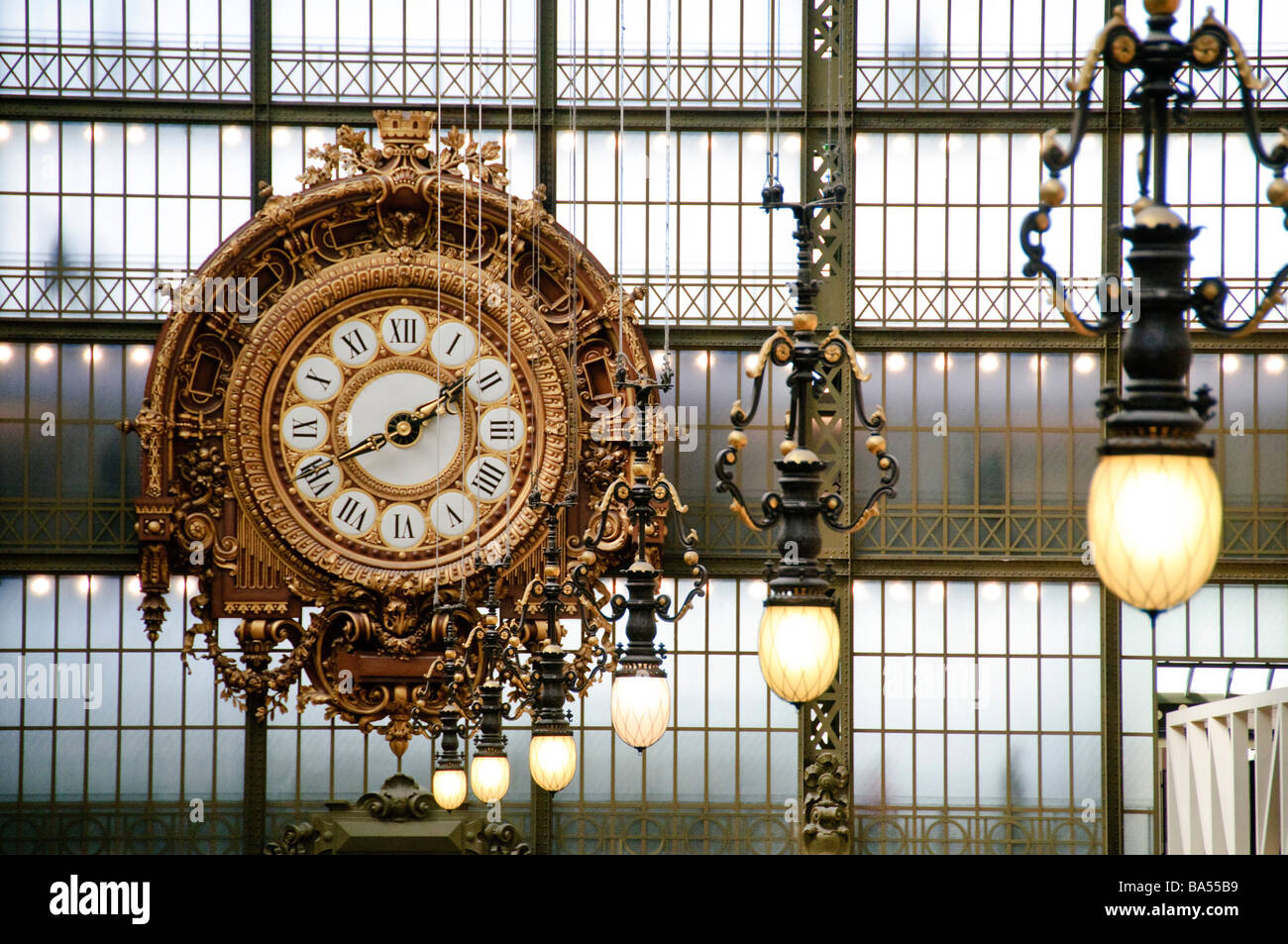 PARIS, France - Ornate clock in the main hall of the Musée d'Orsay ...