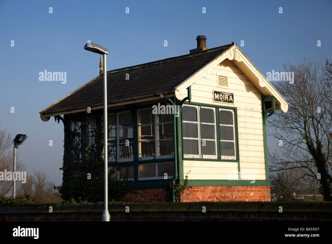 old Northern Ireland Railways signalling box at Moira train station ...