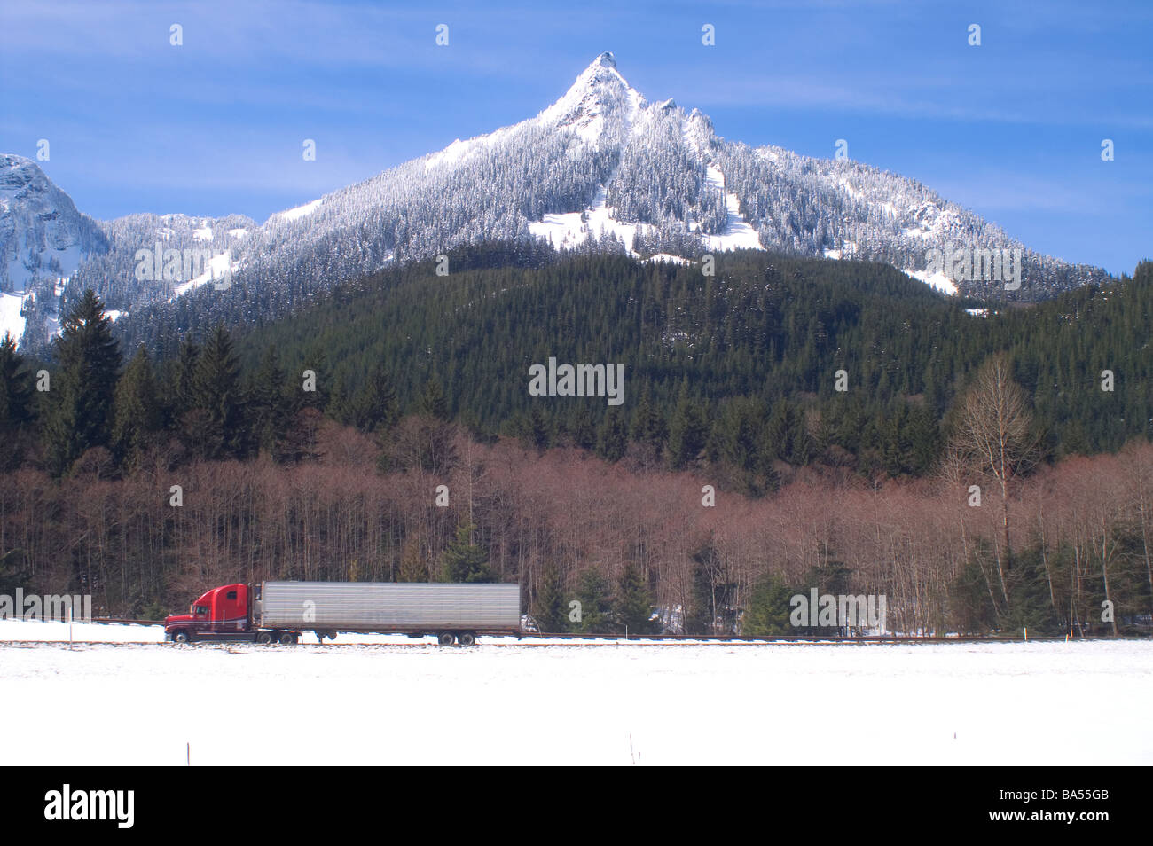 Snow Covered Snoqualmie Pass I-90 Cascade Mountains Washington State ...