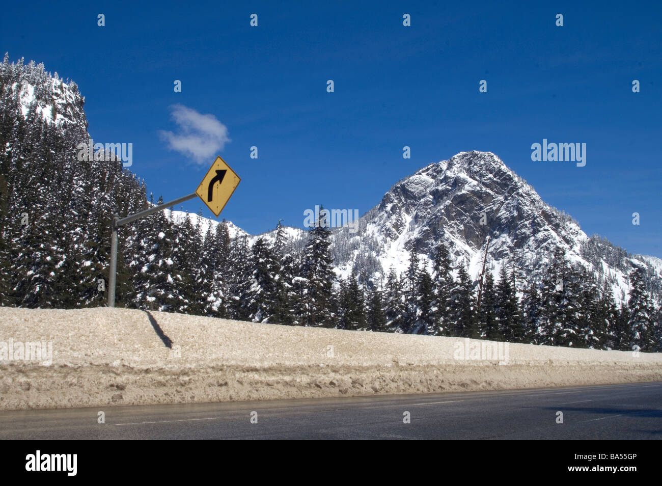 Snow Covered Snoqualmie Pass I-90 Cascade Mountains Washington State ...