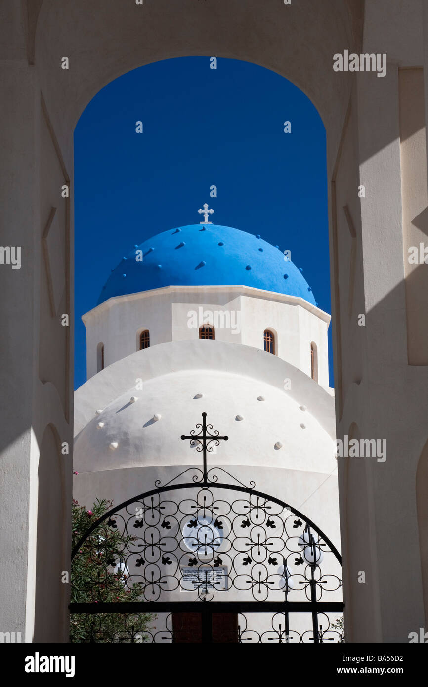 The Greek Orthodox Church Perissa Santorini Cyclades Greece Stock Photo ...