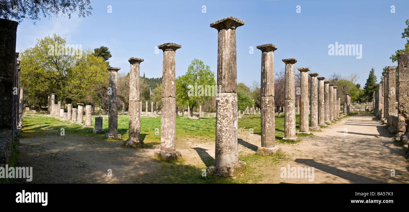 The ruins of the palaestra at ancient Olympia Peloponnese Greece Stock ...