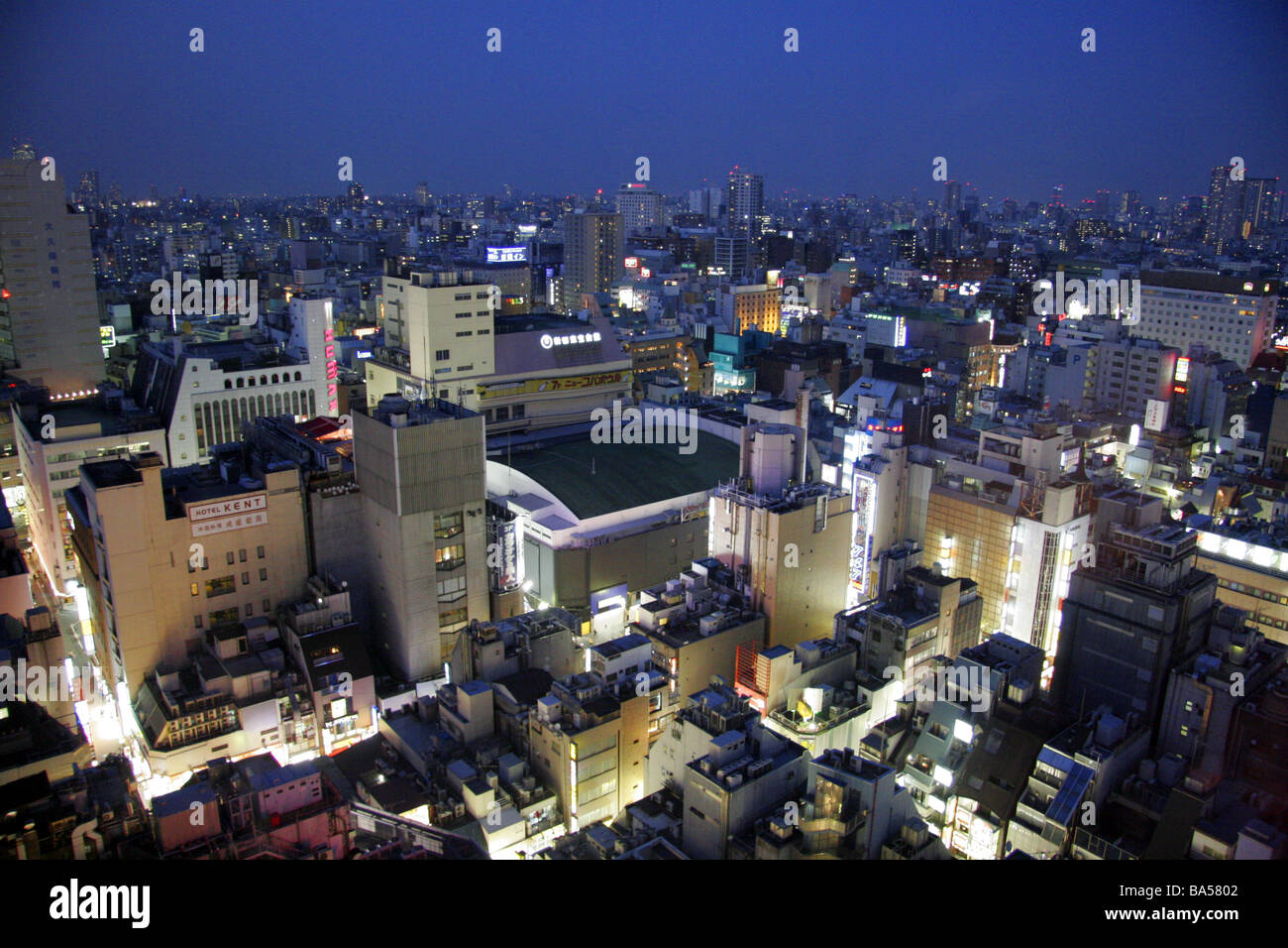 Illuminated buildings and skyscrapers of Tokyo Japan at night Stock ...