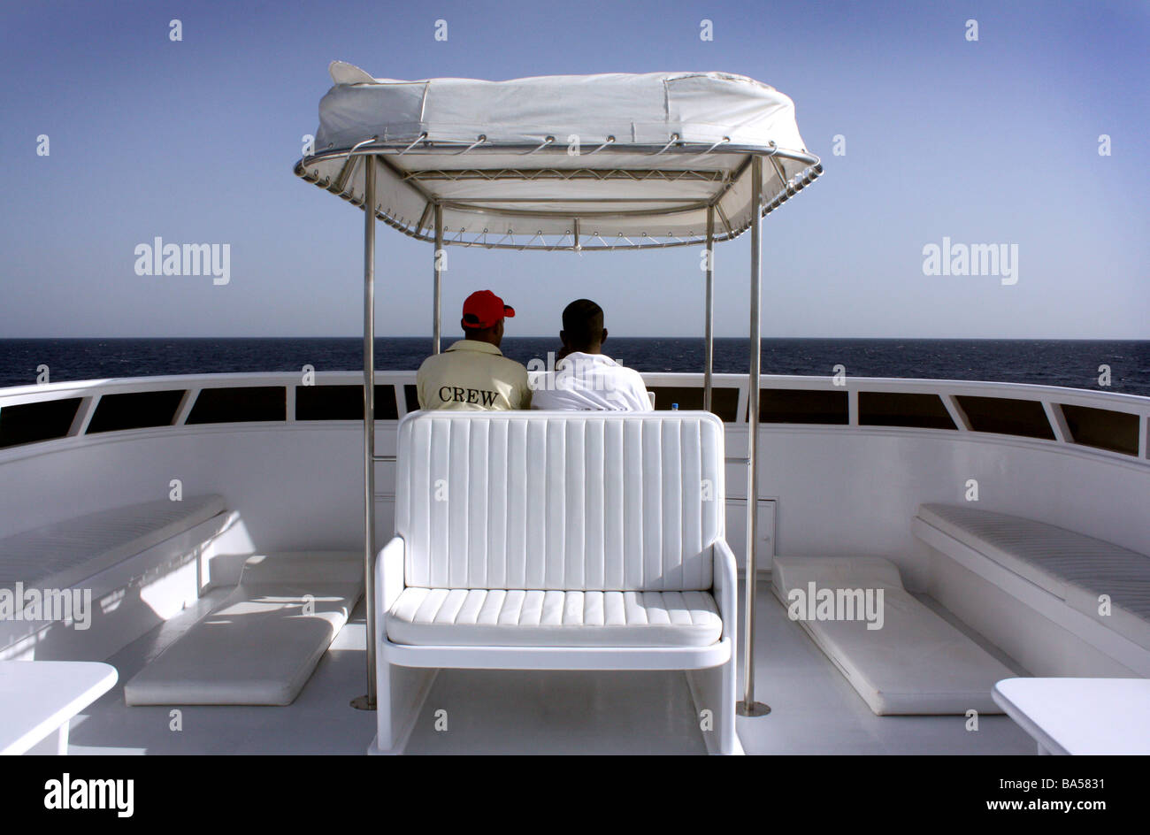 Top Deck of a dive boat in Egypt's Sharm El Sheikh on the Sinai ...