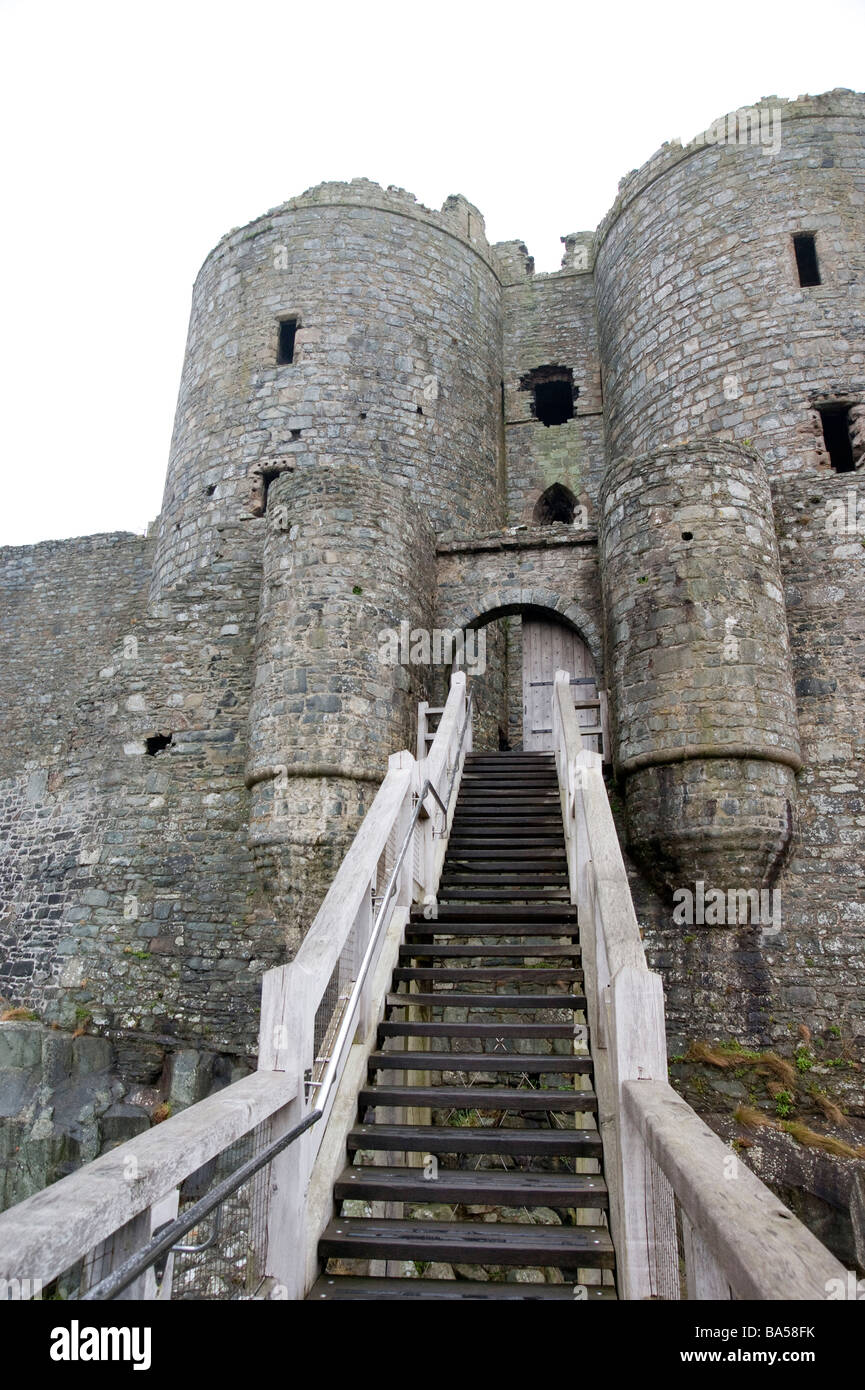 Wales - Harlech Castle entrance steps Stock Photo - Alamy