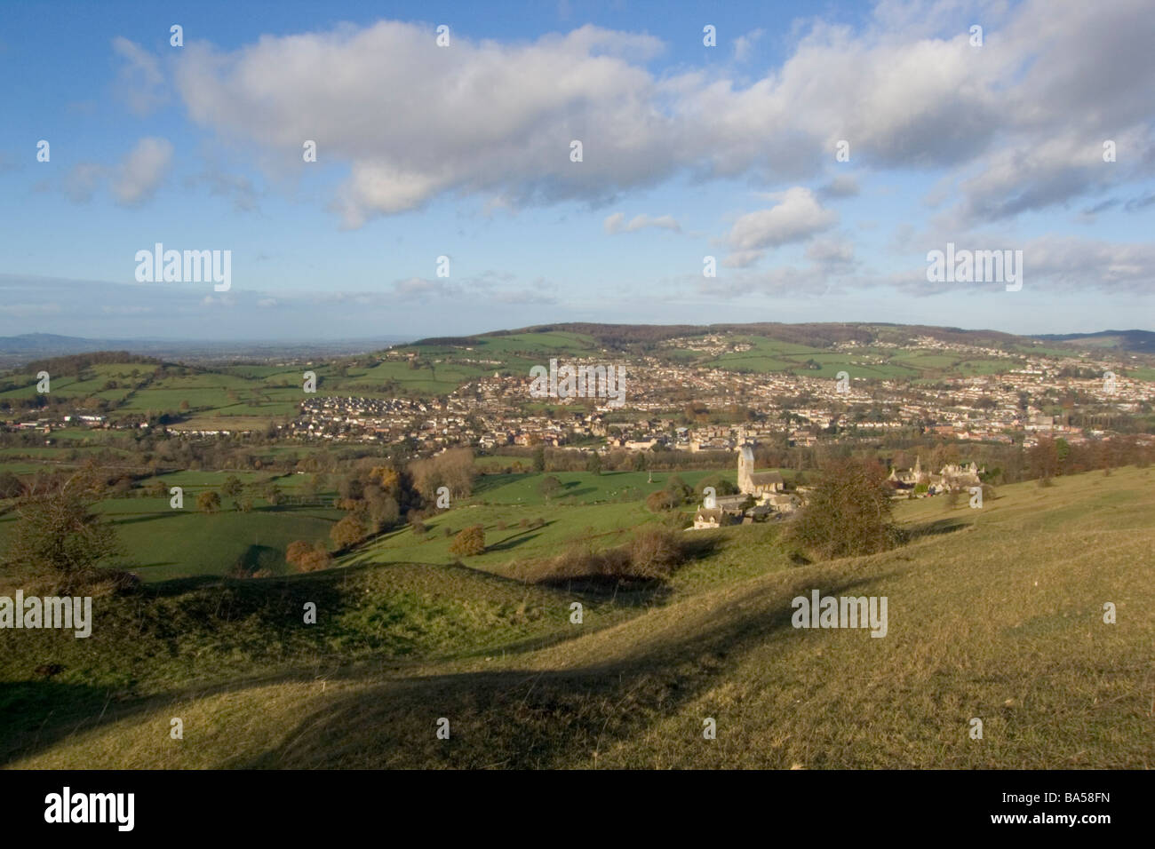 The view over the Stroud Valleys from Selsley Common, Gloucestershire ...