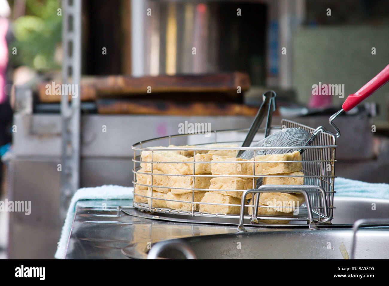 Fermented tofu, deep-fried stinky tofu "Chou Doufu" at street food ...