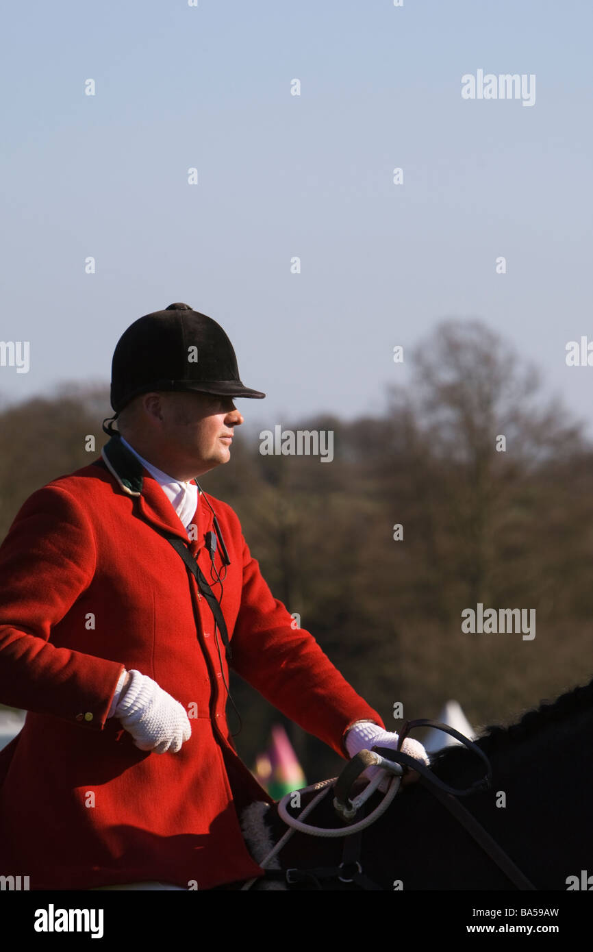 Huntsman in red coat Stock Photo - Alamy