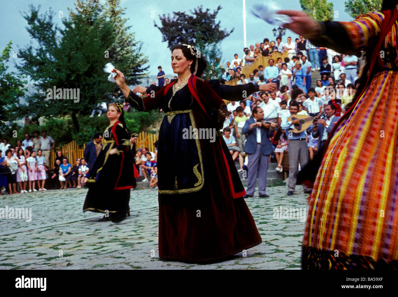 Greek men, Greek women, dancers, dancing, Festival of Paraskevi, Agia ...