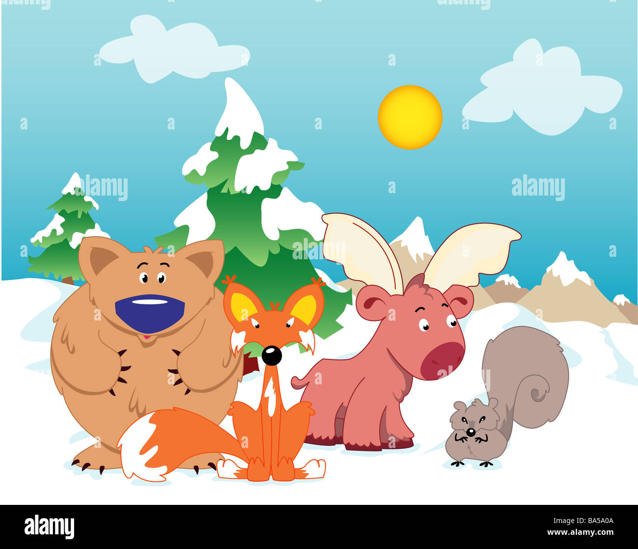 Animals in the snow Stock Photo - Alamy