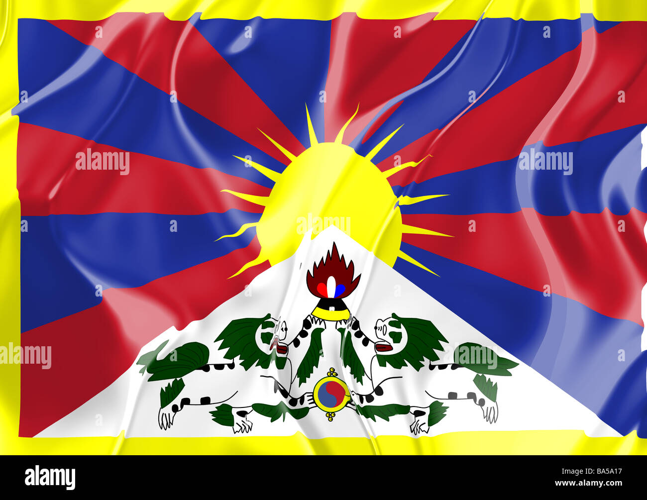 Flag of Tibet national country symbol illustration Stock Photo - Alamy