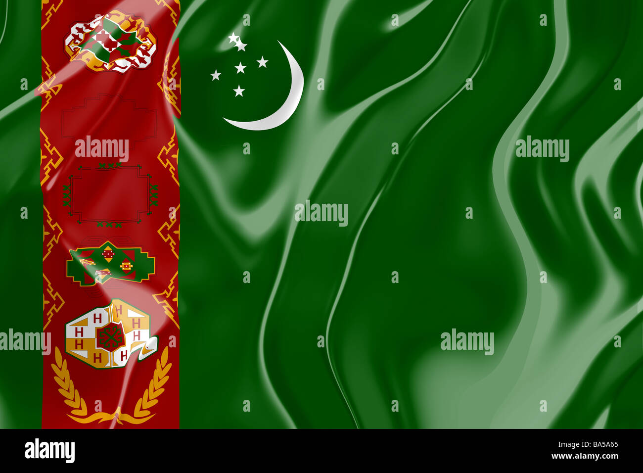 Flag of Turkmenistan national country symbol illustration Stock Photo ...