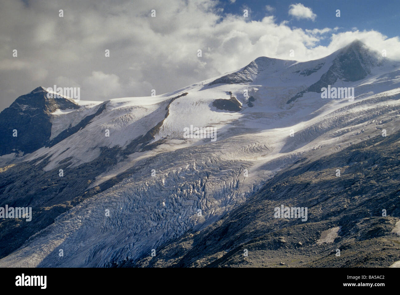Schlaten glacier on Grossvenediger mountain in view from Neue Prager ...