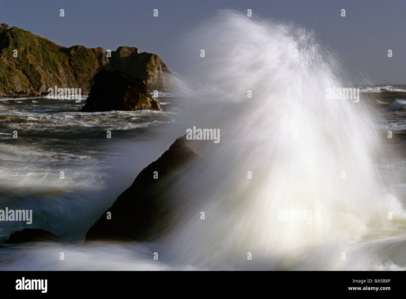 Patricks Point State Park along the Pacific ocean with waves crashing ...