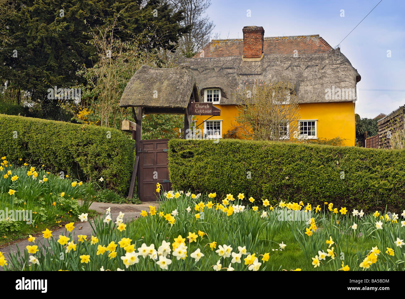 Pretty Church Cottage in Elmdon in Spring Stock Photo - Alamy