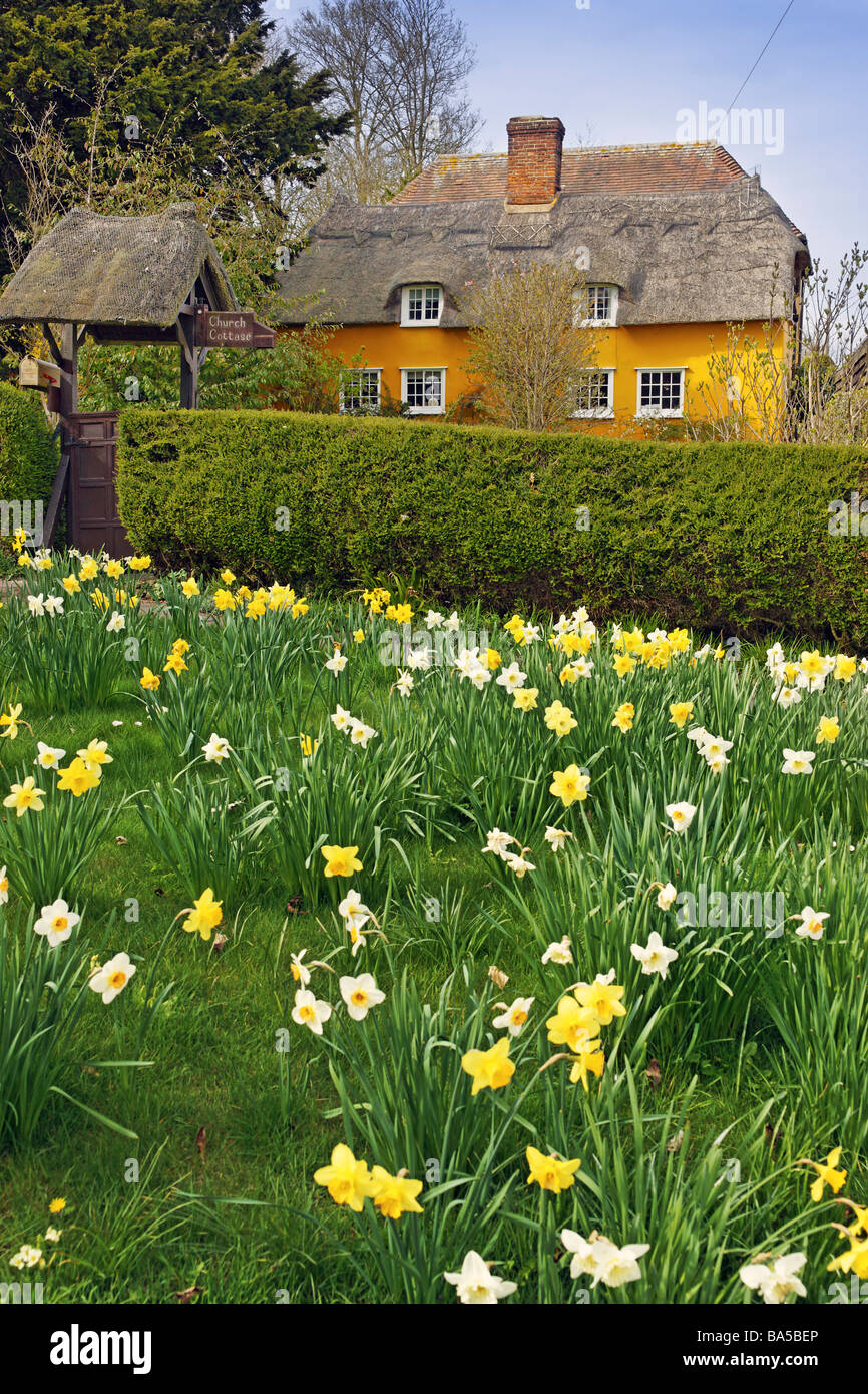 Pretty Church Cottage in Elmdon in Spring Stock Photo - Alamy