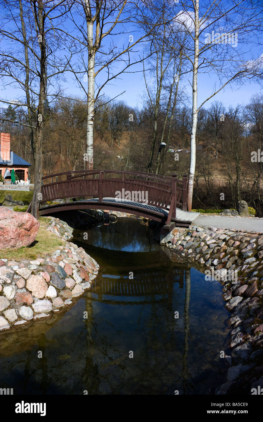 Park river footbridge in spring hi-res stock photography and images - Alamy