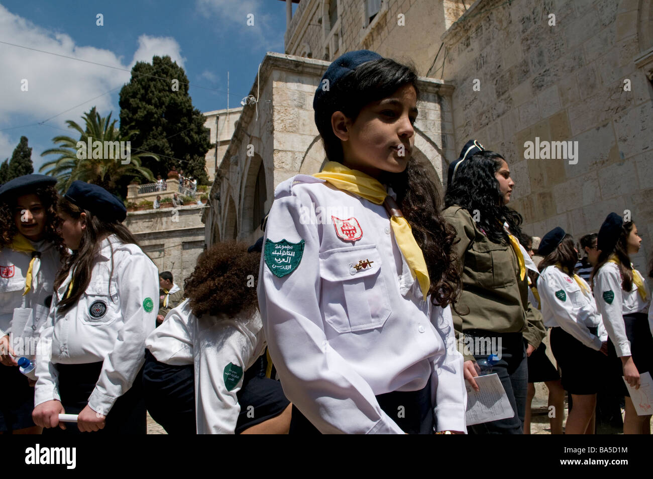Palestinian Orthodox Scouts march along Via Dolorosa during the Good ...