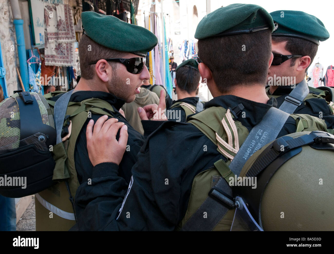 Israel Jerusalem Old city Via Dolorosa group of border guards on Good ...