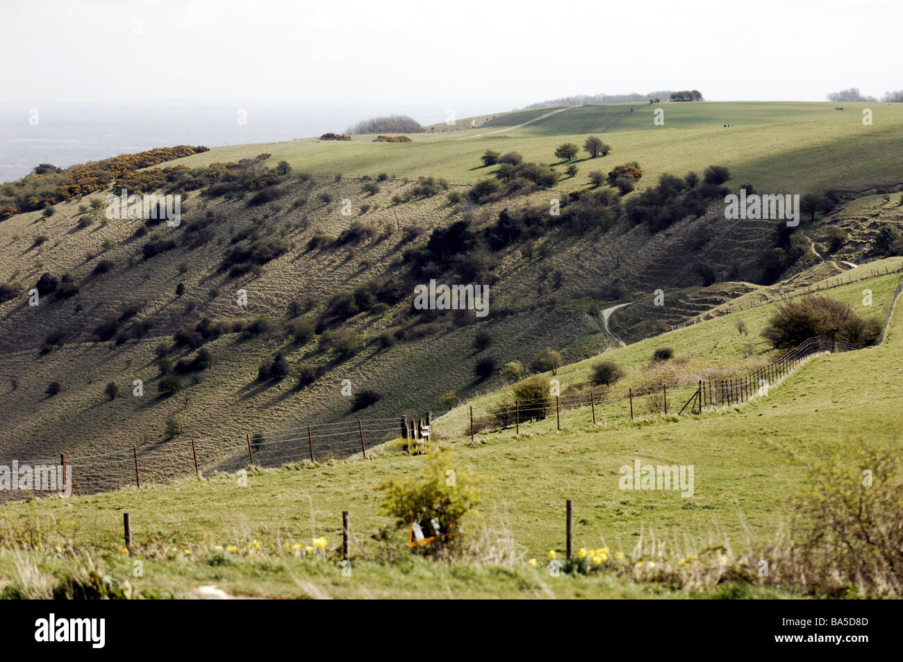 A view from Ditchling Beacon along the South Downs Way which is now ...