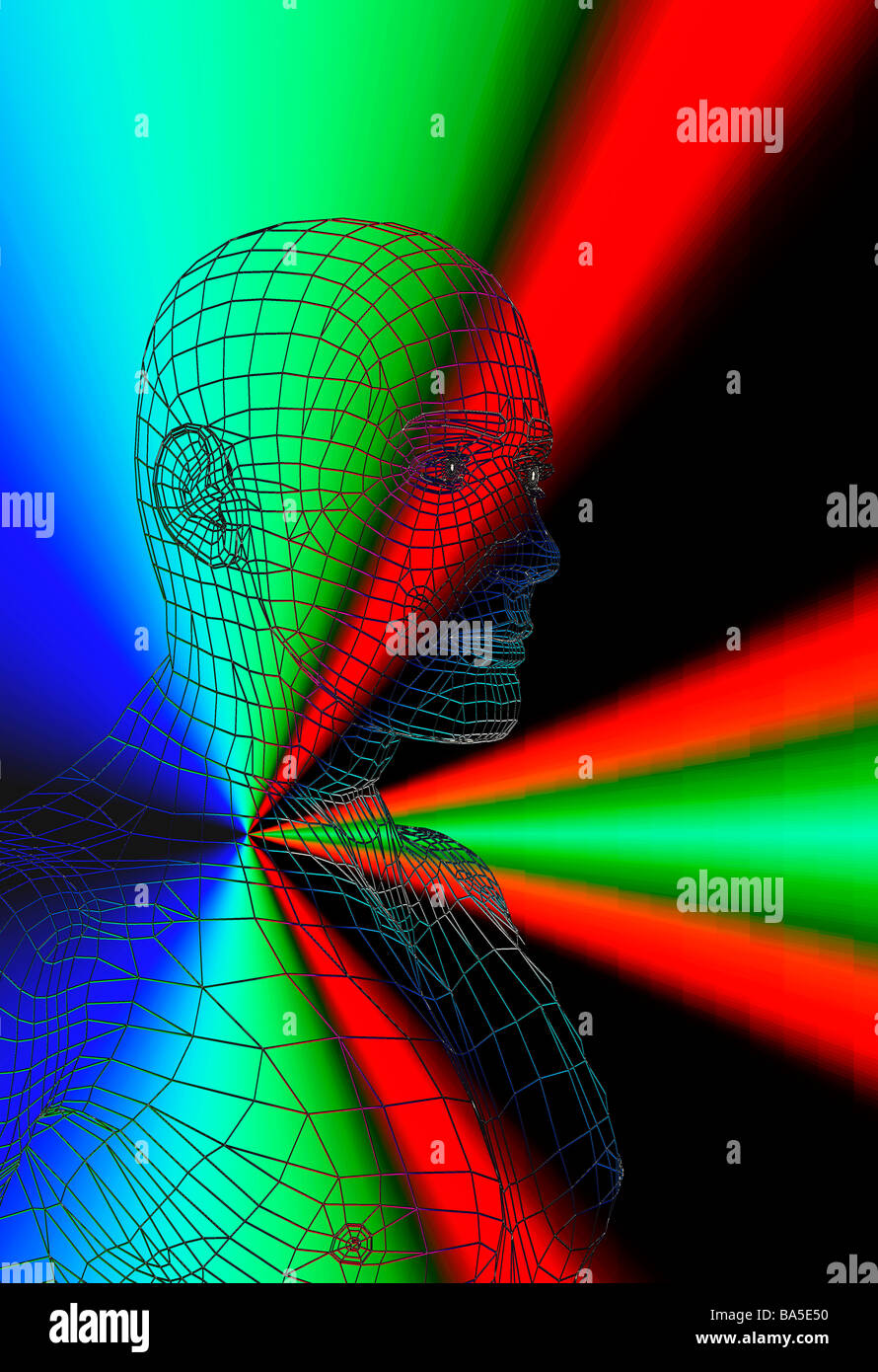 computer generated 3D wire frame man and color display Stock Photo - Alamy