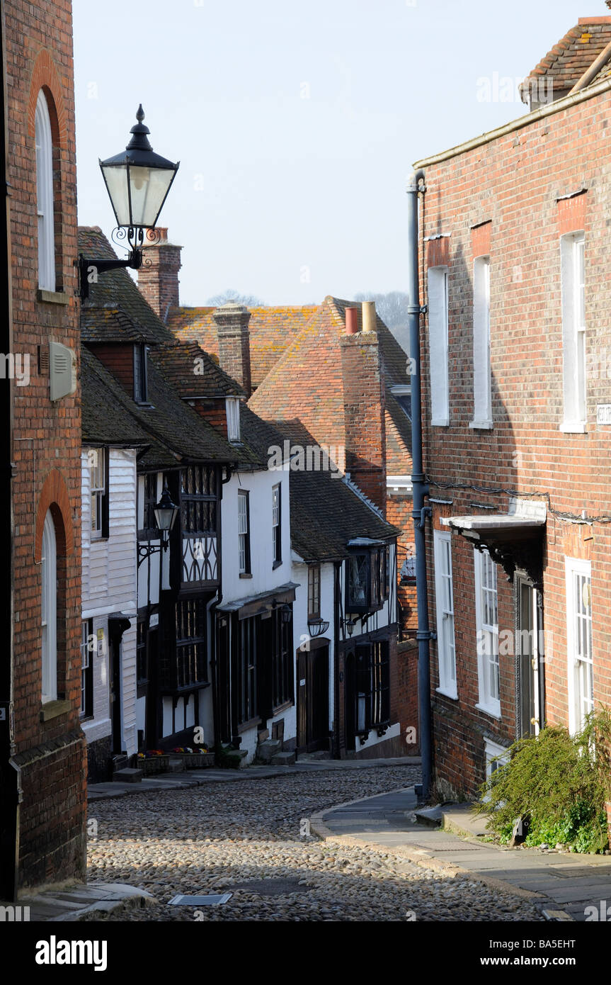 Buildings on the historic West Street in Rye a medieval Cinque ports ...