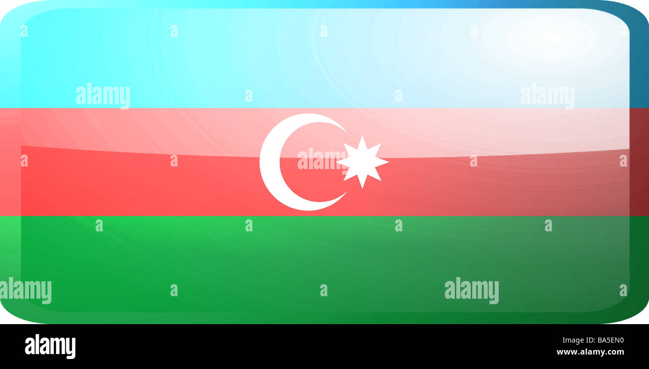 Flag of Azerbaijan national country symbol illustration glossy button ...