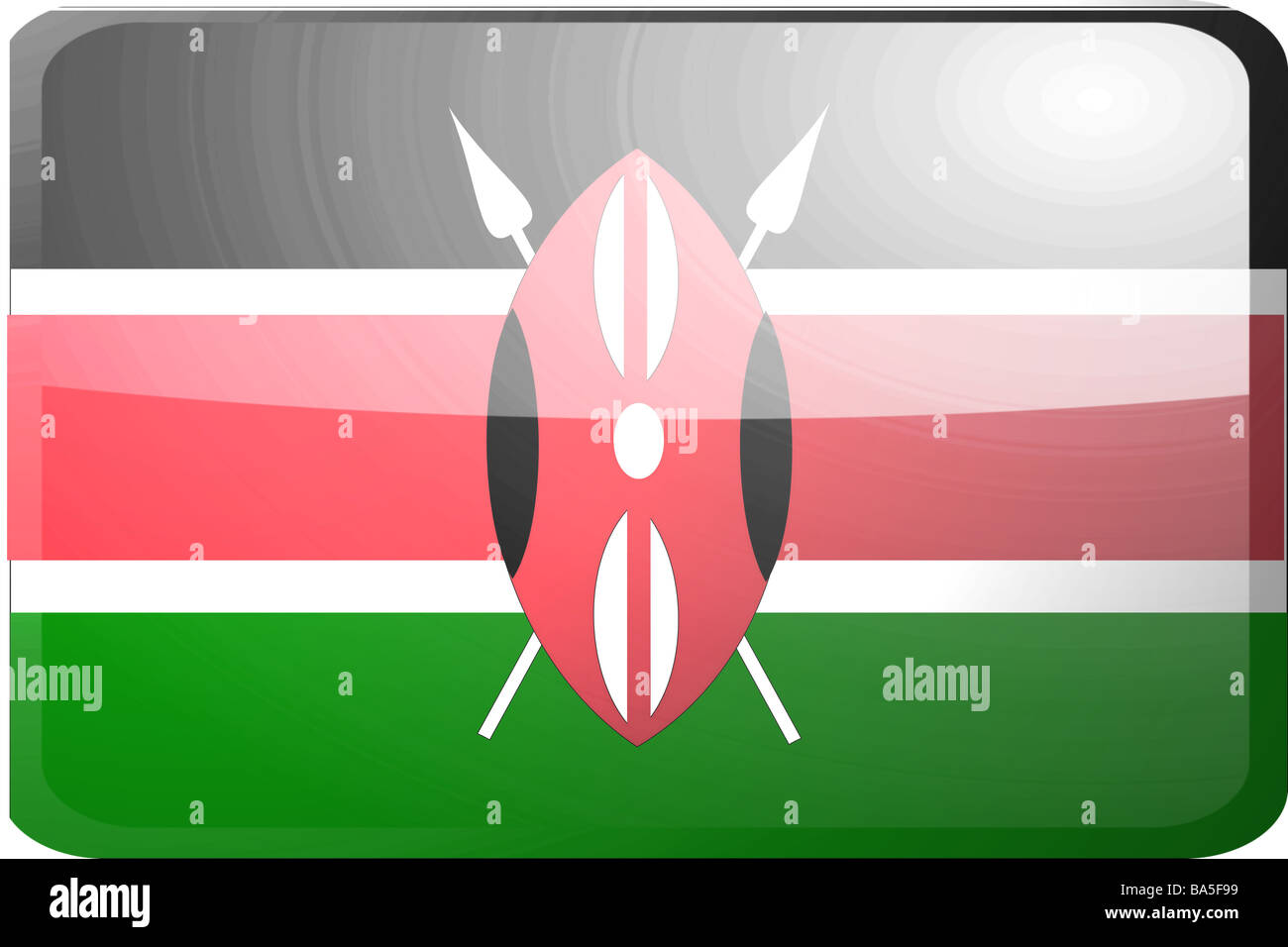 Flag of Kenya national country symbol illustration glossy button icon ...