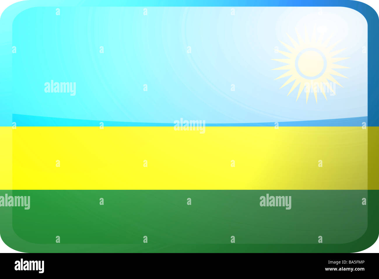 Flag of Rwanda national country symbol illustration glossy button icon ...