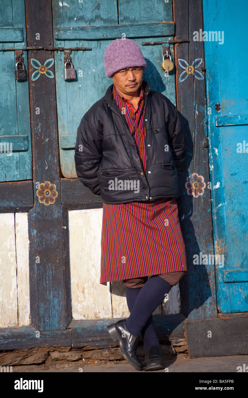 Bhutanese man male traditional dress bhutan kilt portrait asia hi-res ...